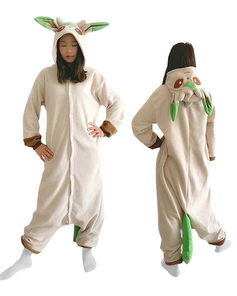 Eevee Leafeon Costume Onesie Halloween Outfit Party Wear Pajamas