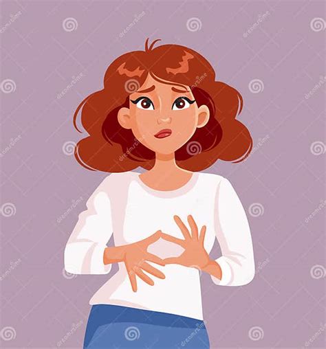 Stressed Woman Acting Fidgety With Nervous Tics Vector Illustration