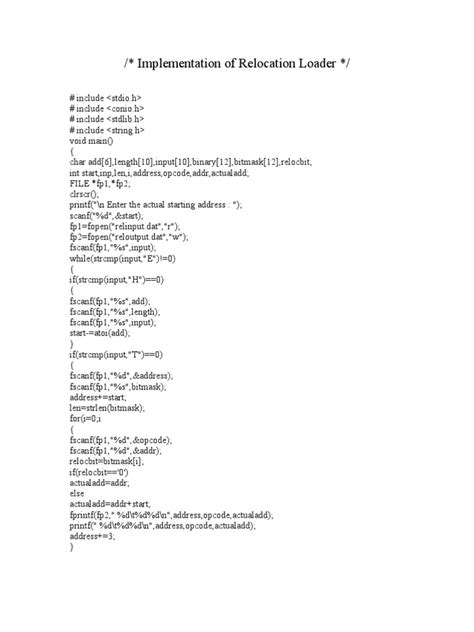 implementation of relocation loader formated pdf
