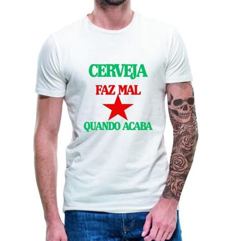 Camiseta Camisa Unissex Frases Engraçadas Cerveja Faz Mal black Camiseta Feminina Magazine