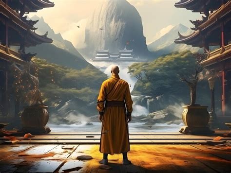 Chinese Kung Fu Monk Warrior Ai Artwork Premium Ai Generated Image