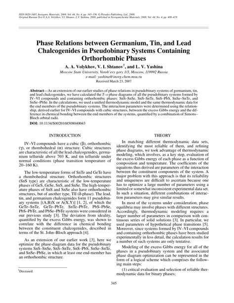 Pdf Phase Relations Between Germanium Tin And Lead Chalcogenides In