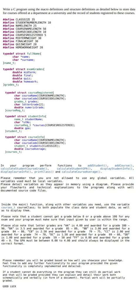 Solved Write A C Program Using The Macro Definitions And