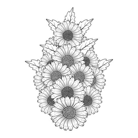 Coloriage De Dessin De Fleur De Marguerite Avec Dessin D Art De Doodle En Illustration