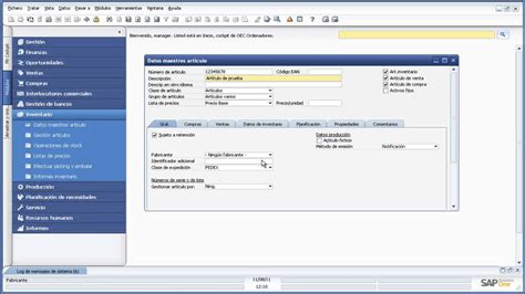 Fundamentos SAP Business One Ejercicio 20 Crear un artículo YouTube