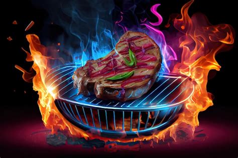 Premium Ai Image Delicious Grilled Meat With Vegetables Sizzling Over