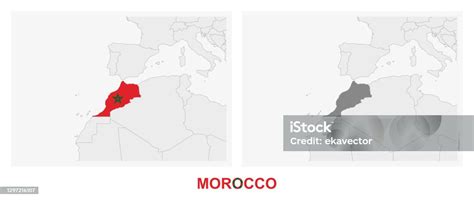 モロッコの旗とダークグレーで強調表示されたモロッコの地図の2つのバージョン アフリカのベクターアート素材や画像を多数ご用意 アフリカ