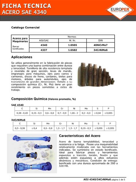 Ficha Tecnica Sae 4340 Pdf