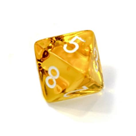 8 Sided Translucent Dice D8 Yellow Dice Game Depot