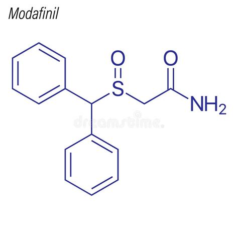 Modafinil Molecular Structure Isolated On White Stock Illustration