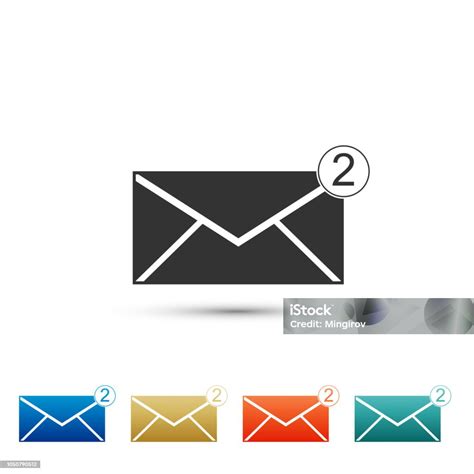 흰색 배경에 고립 된 봉투 아이콘입니다 받은 메시지 개념입니다 새로운 들어오는 메시지 Sms를 이메일 메일 배달 서비스입니다 컬러 아이콘에 요소를 설정 합니다 평면