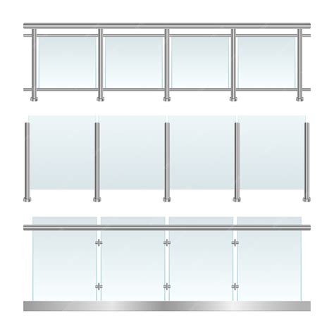 Premium Vector Glass Railing Set Illustration On White Background