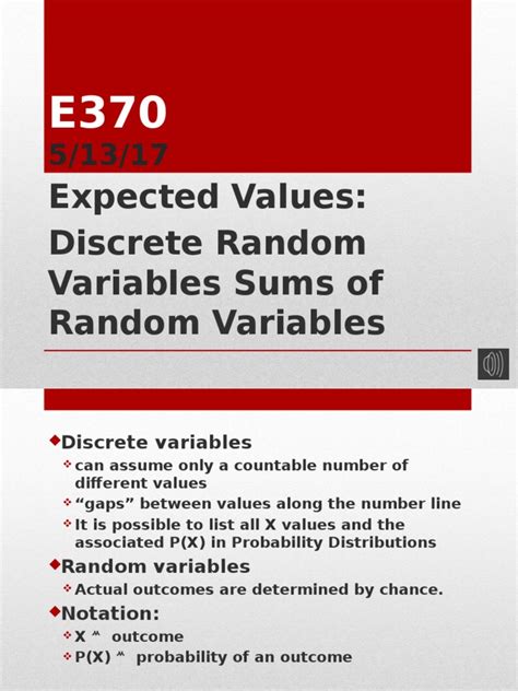Calculating Expected Values Variances And Standard Deviations Of