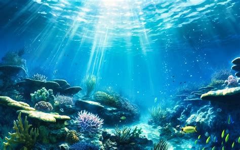 美しい水中背景にサンゴと魚が表示されます プレミアム写真