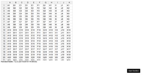 Vanilla Handsontable Basic Codesandbox