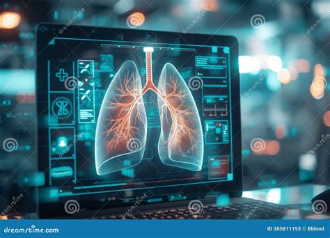 Digital Display Of Human Lungs Health Analysis Stock Image Image Of Science Thorax 305811153