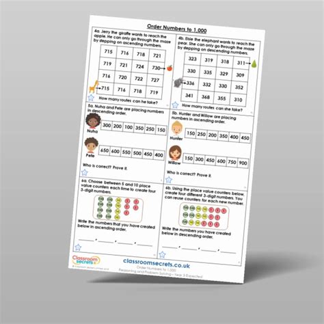 Year 3 Order Numbers To 1 000 Reasoning And Problem Solving Resource Classroom Secrets