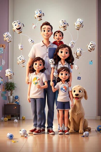 Una Familia Feliz Y Feliz Generada Por La Inteligencia Artificial