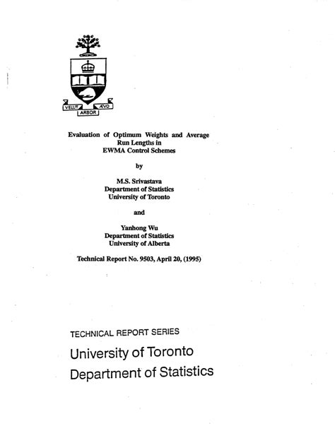 Pdf Evaluation Of Optimum Weights And Average Run Lengths In Ewma Control Schemes
