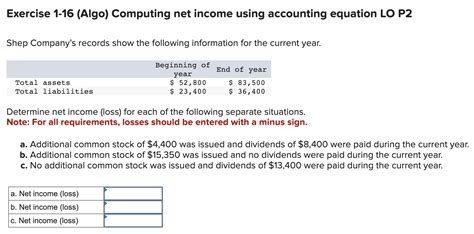 Solved Exercise 1 16 Algo Computing Net Income Using