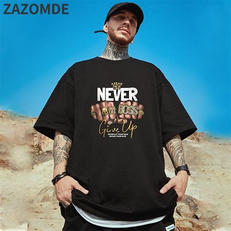 Zazomde Cotton T Shirt Men High Street T Shirt Men Hip Hop Print Tshirt