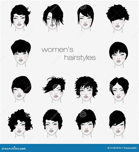 Vector Set Of Female Hair Styles Stock Vector Illustration Of