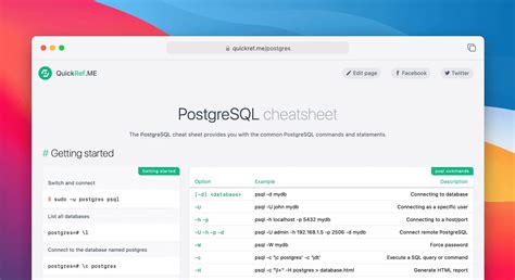 A Postgresql Quick Reference Cheat Sheet Rpostgresql