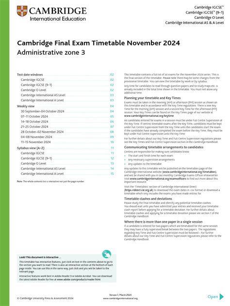 Timetable October November Igcse Pdf