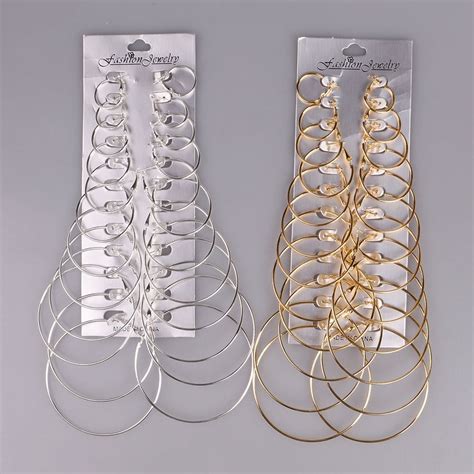 12 Pairsset Oversized Big Circle Hoop Earrings Set Hoop Earring Sets