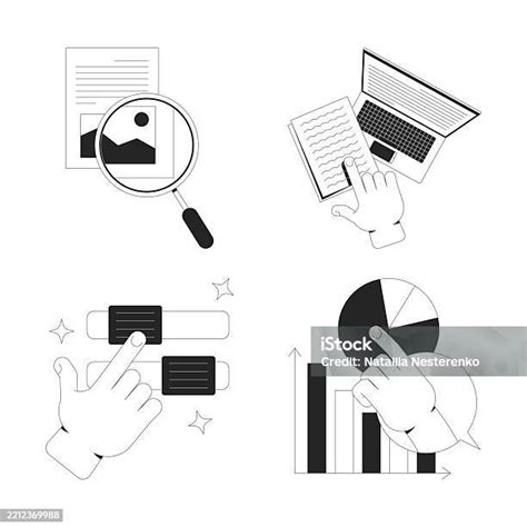 사용자 상호 작용 및 데이터 탐색 라인 온보딩 Ui 일러스트레이션 세트 2차 도형에 대한 스톡 벡터 아트 및 기타 이미지 2차 도형 개념 개체 그룹 Istock