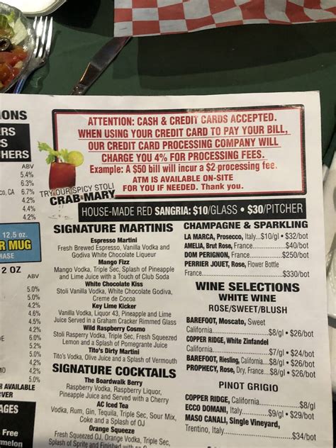 Menu At Atlantic City Bar Grill Atlantic City Pacific Ave