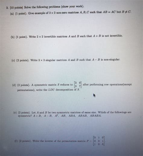 solved 3 [10 points] solve the following problems show