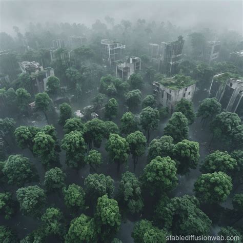 Rainy Foggy Post Apocalyptic Forest Stable Diffusion Online