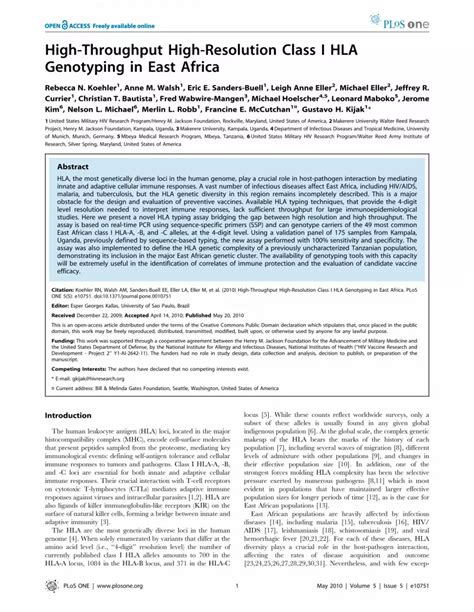 Pdf High Throughput High Resolution Class I Hla Genotyping In East Africa Dokumen Tips