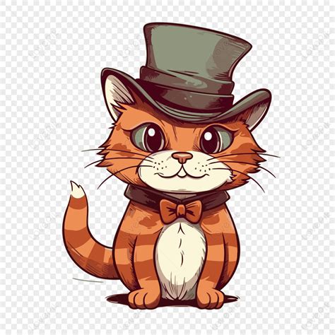 모자를 쓴 고양이 벡터상표클립 아트만화 Png 일러스트 무료 다운로드 Lovepik