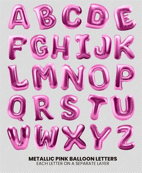 Letras Del Alfabeto De Globos De Papel Rosa Archivo Psd Premium