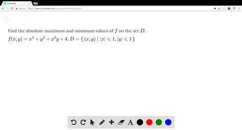 Solved Find The Absolute Maximum And Minimum Values Of F On The Set D