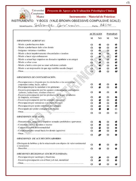 Instrumento Y Bocs Yale Brown Obsessive Compulsive Scale Pdf
