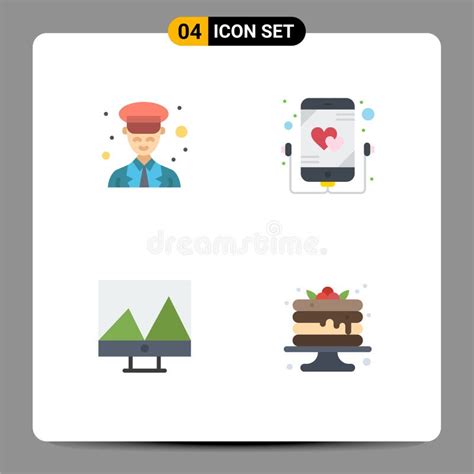 Set Of 4 Commercial Flat Icons Pack For Female Analytics Police Love