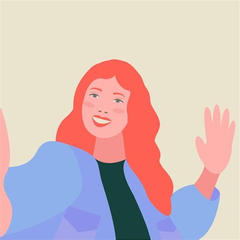 La Chica Se Toma Una Foto Selfie Y Sonríe Ilustración De Vector En
