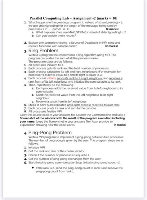 Solved Parallel Computing Lab Assignment 2 Marks 10