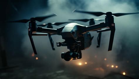 Futuristic Drone Hovering Mid Air Armed Forces Surveillance Nature