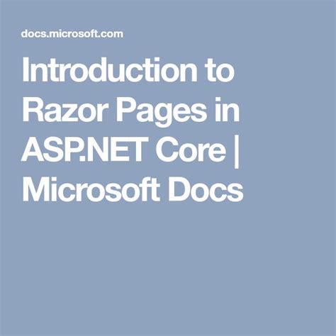 Introduction To Razor Pages In Aspnet Core