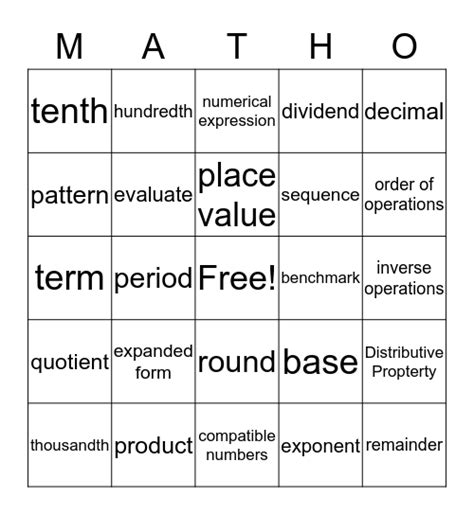 alayna s matho bingo card