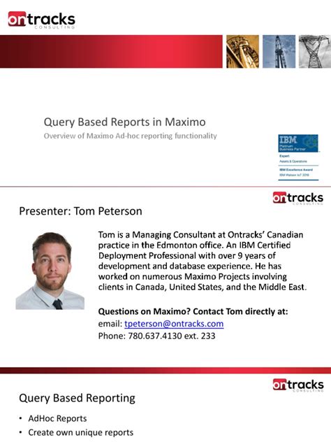 Query Based Reports In Maximo Overview Of Maximo Ad Hoc Reporting