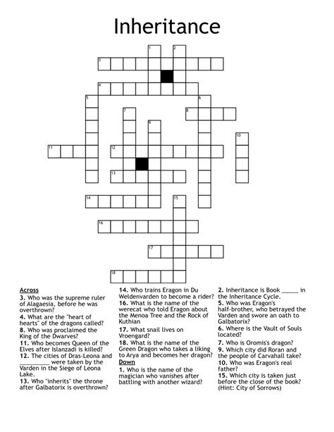 Inheritance Puzzles Wordmint