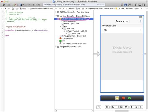 Using The Table View In A Storyboard Part Of