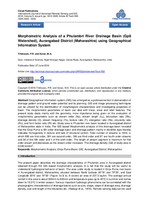Pdf Morphometric Analysis Of A Phulambri River Drainage Basin Gp8 Watershed Aurangabad