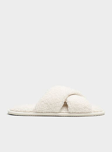 Bouclé Crossed Strap Slippers Miiyu Shop Womens Slippers Online
