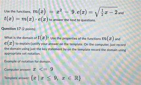 Solved Use the functions m m x t x m x e x x² Chegg com